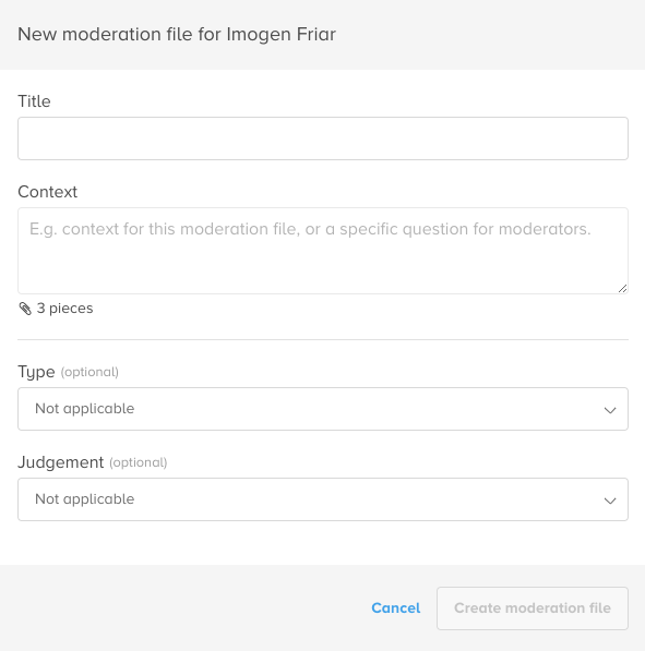 How do I change the title of a moderation file?