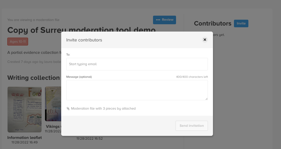 How do I invite a colleague to a moderation file?